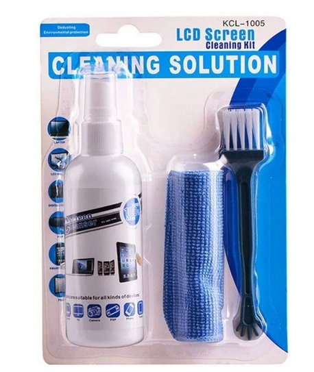 LCD Screen cleaning solution with micro fibre cloth and brush 100ML KC ...