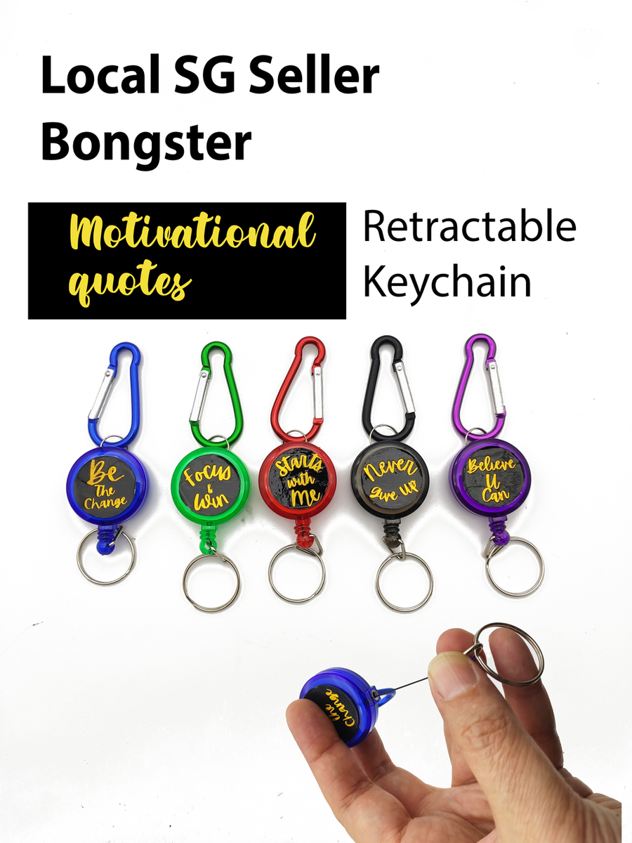 Retractable keychain with carabina hook with quotes – Bongster